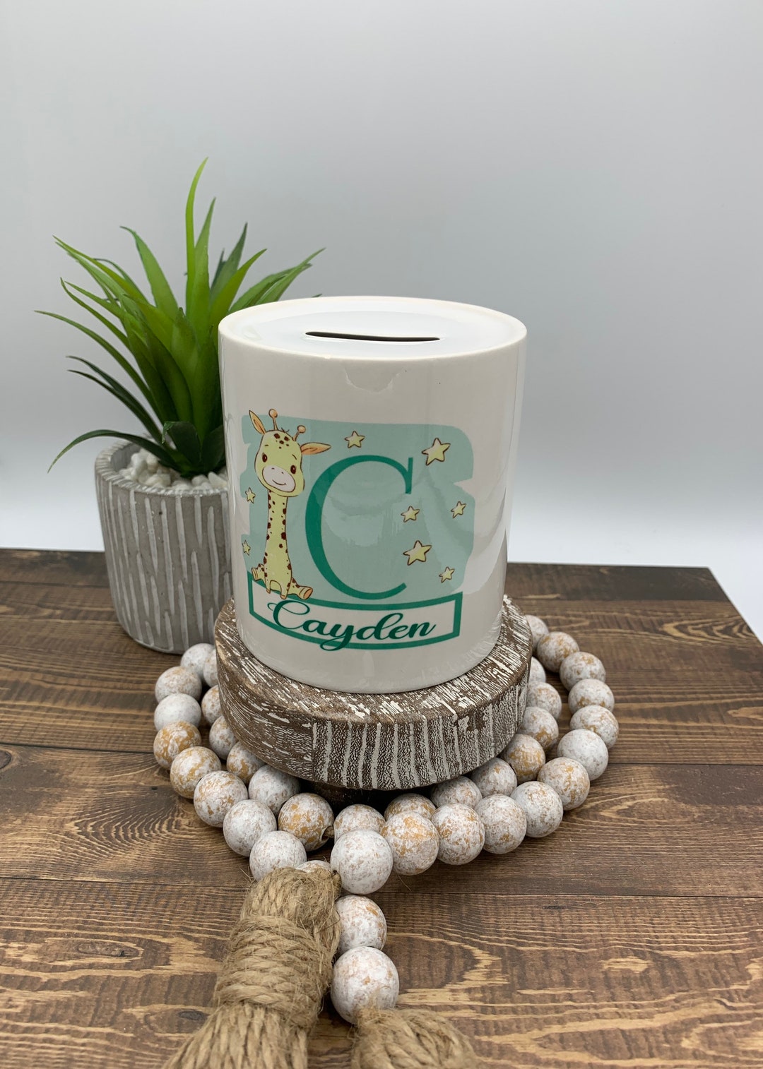 Personalized Piggy Bank, Giraffe Money Box, Kid's Bedroom Decor, Custom ...