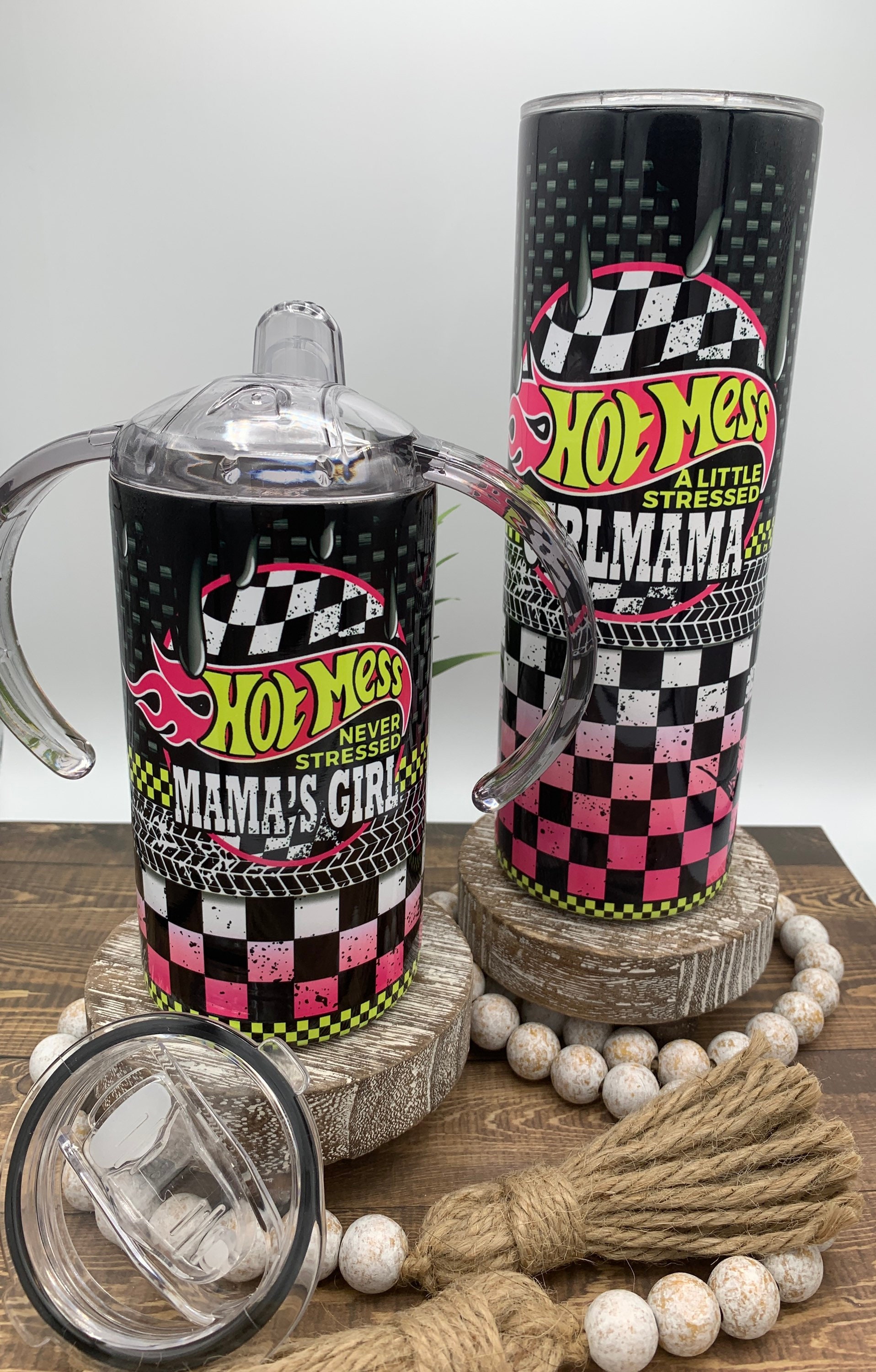Mommy And Me Tumbler Set Hot Mess Tumbler Set Mama And Mini Etsy