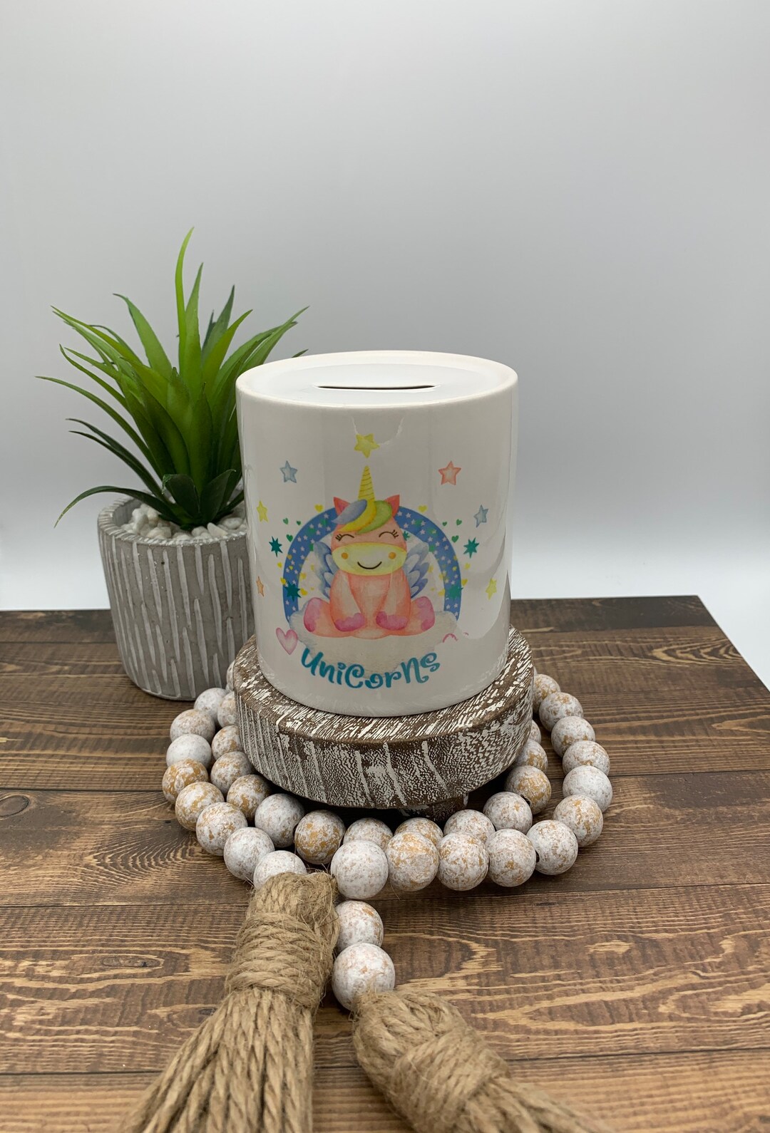 Personalized Piggy Bank, Unicorn, Money Box, Girl Bedroom Decor, Custom ...