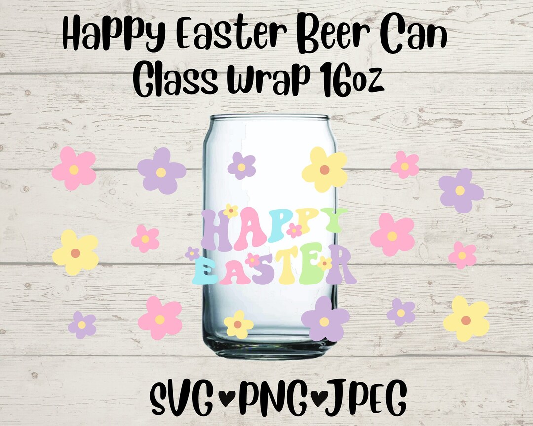 Happy Easter Daisy Beer Can Wrap SVG | Retro Easter Beer Can Svg ...