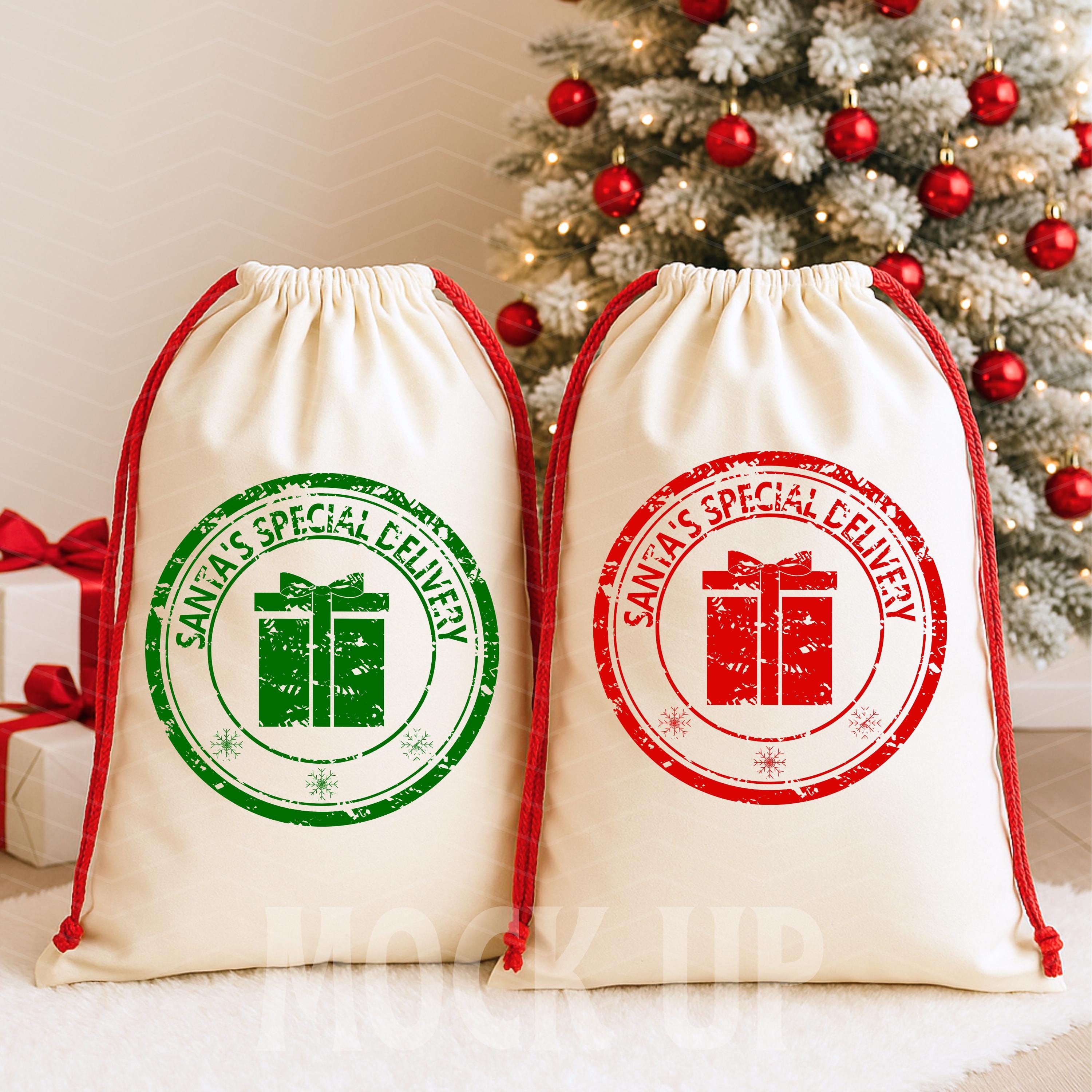 Double Santa Sack Christmas Mockup, Festive Gift Bag PNG (digital ...