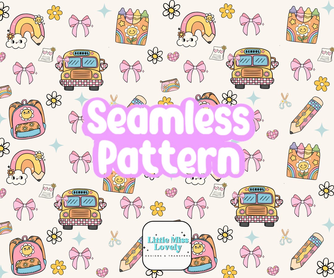 Retro Back to School Seamless Pattern, Colorful School Supplies Design ...