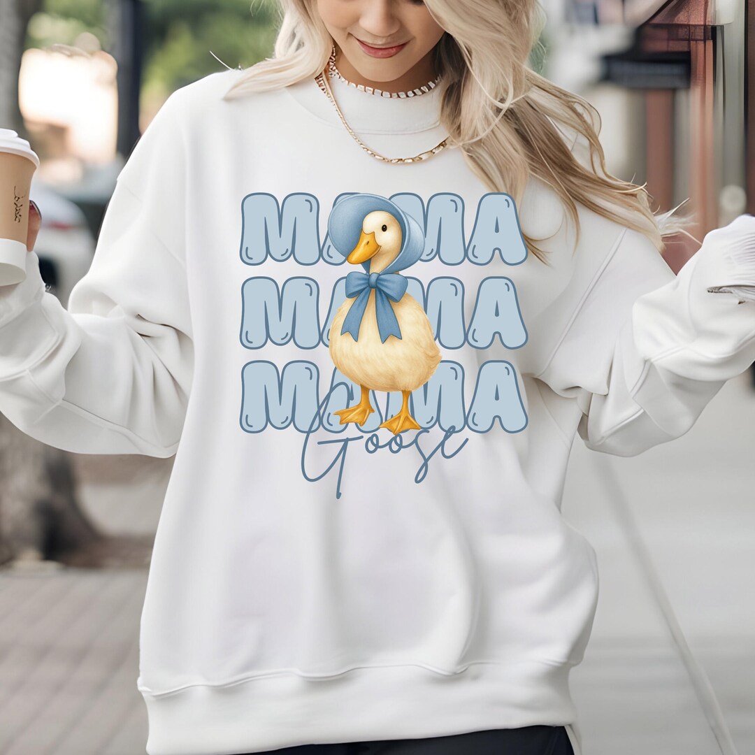 Coquette Goose PNG: Blue Bow Bonnet, Cottagecore Design (digital ...