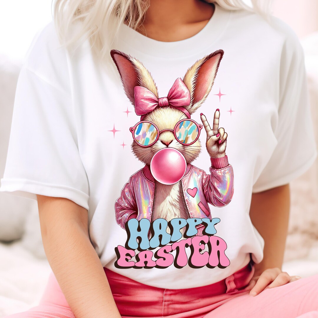 Cute Bunny Blowing Bubble Png, Easter Bunny Png, Easter Coquette Png, Colorful Bunny Png ...