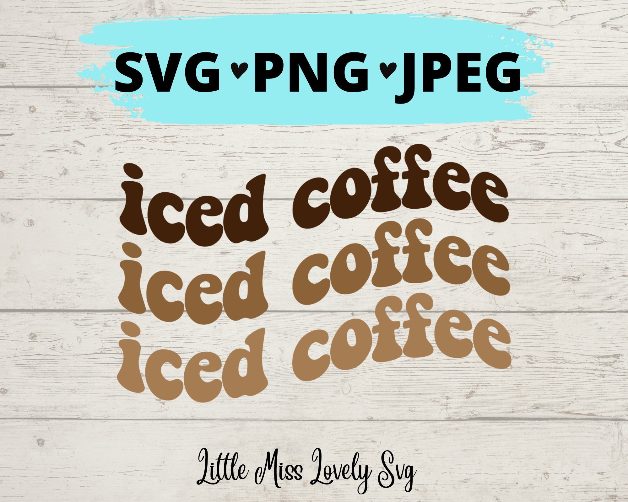 Iced Coffee Svg Coffee Svg Wavy Text SVG Retro Svg - Etsy
