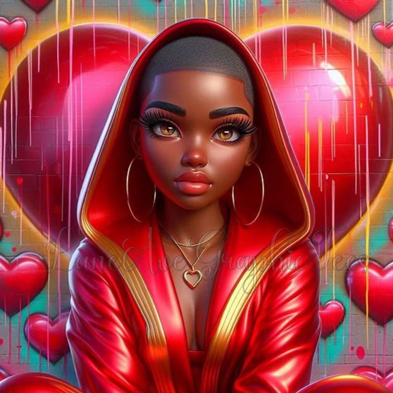 Black Girl Valentine Melanin Clip Art Png Tumbler Wrap Magnet Journal ...