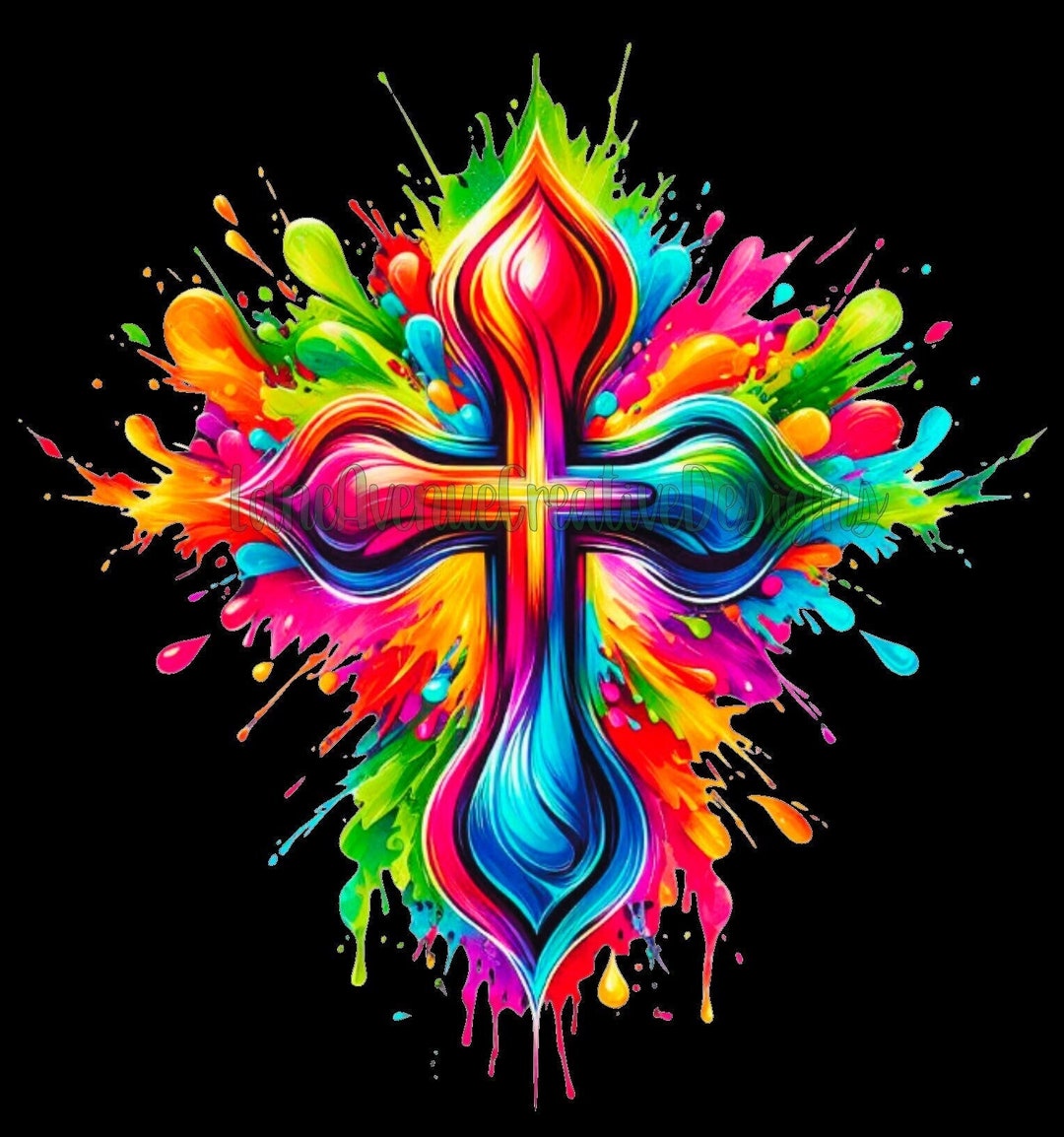 Colorful Cross PNG Sublimation Heat Transfer Shirts Stickers Journals ...