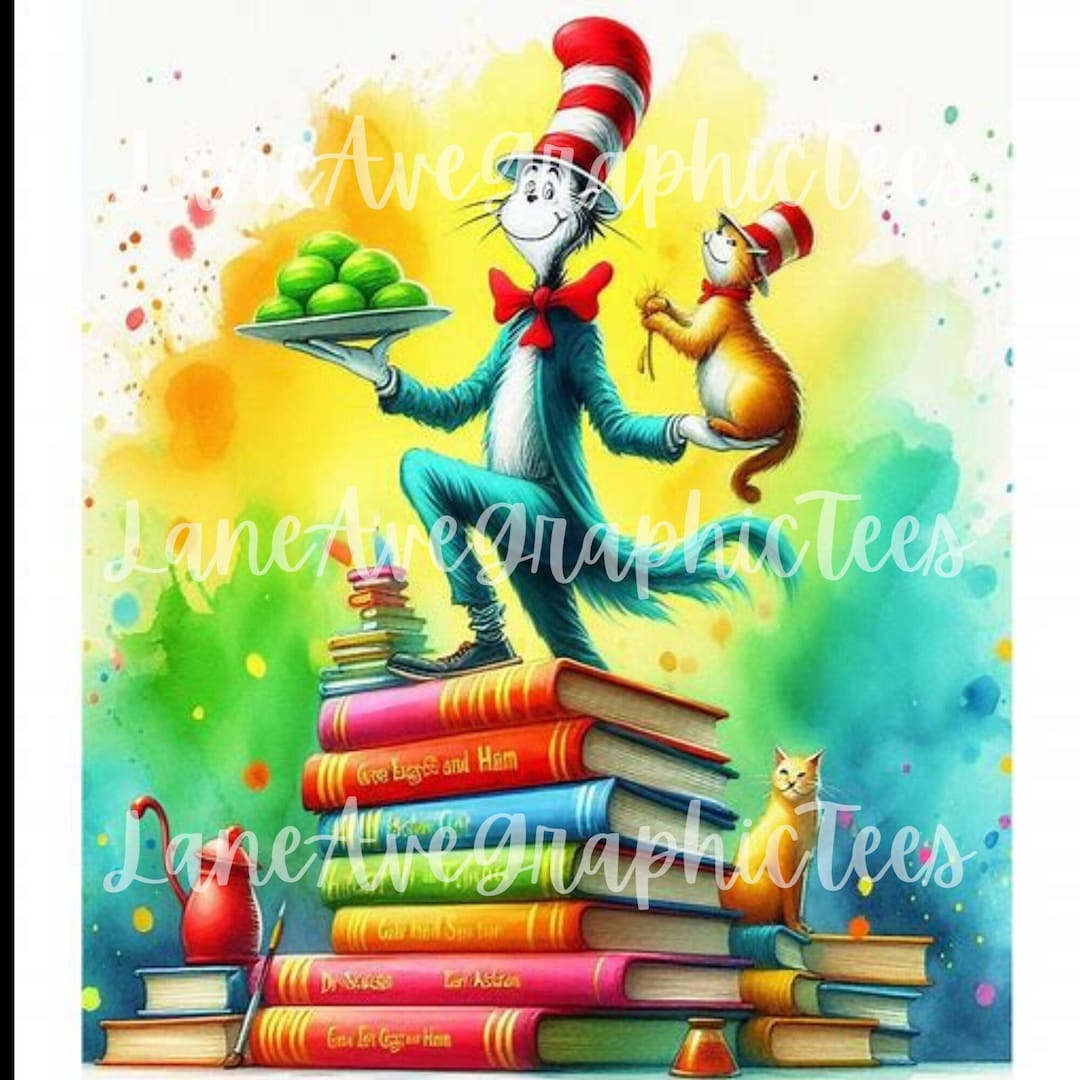 Dr. Seuss Cat in the Hat PNG Sublimation Stickers Magnets Clip Art - Etsy