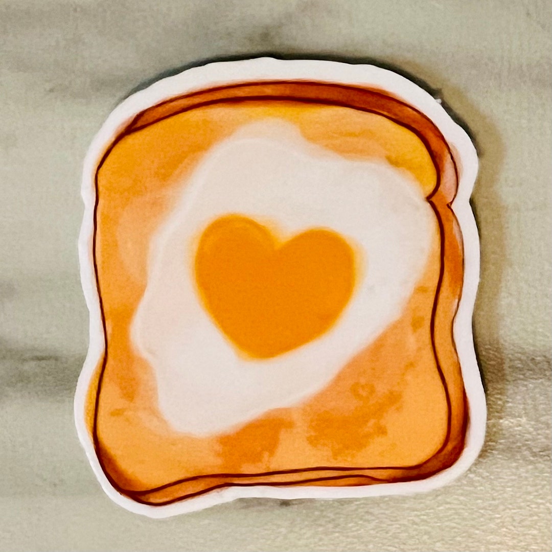 2” Egg Toast Glossy Vinyl Sticker | Decal, Breakfast, Food, Fried Egg ...