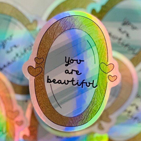 3 You Are Beautiful Holographic Mirror Sticker Mirror - Etsy