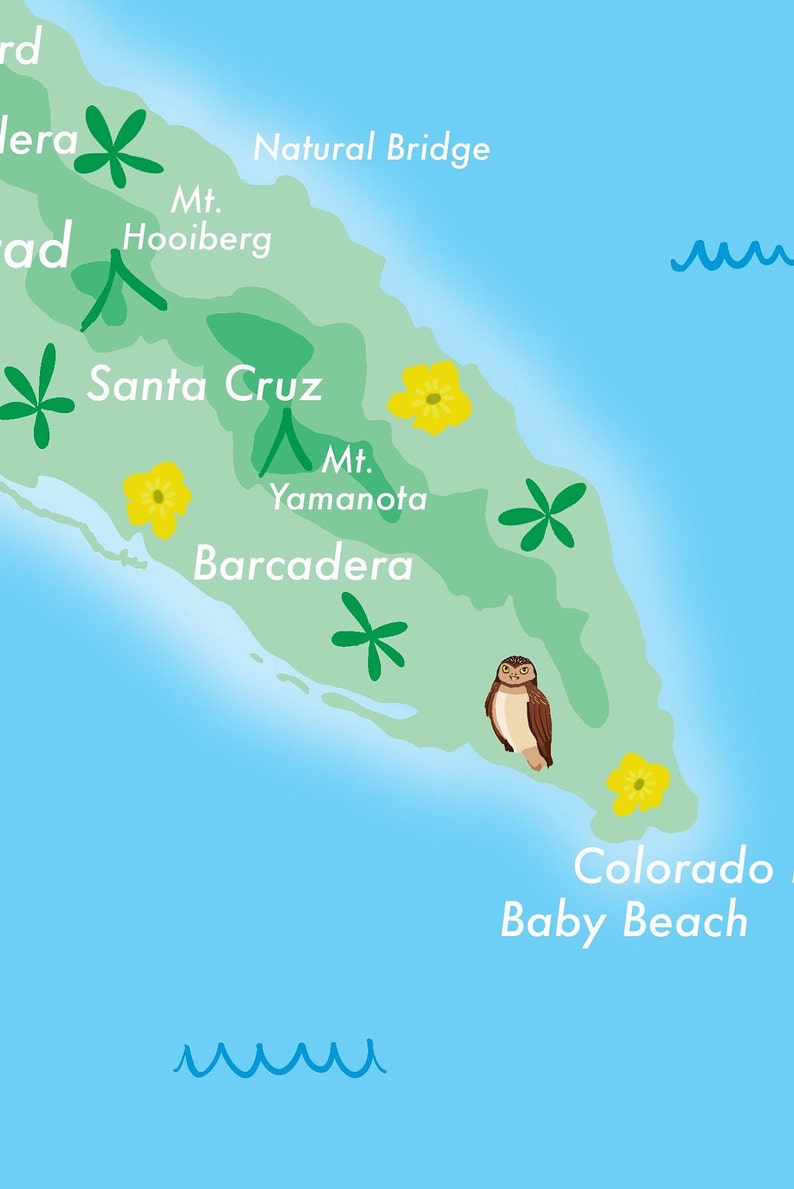 Aruba Illustrated Map/print Caribbean Island Collection - Etsy