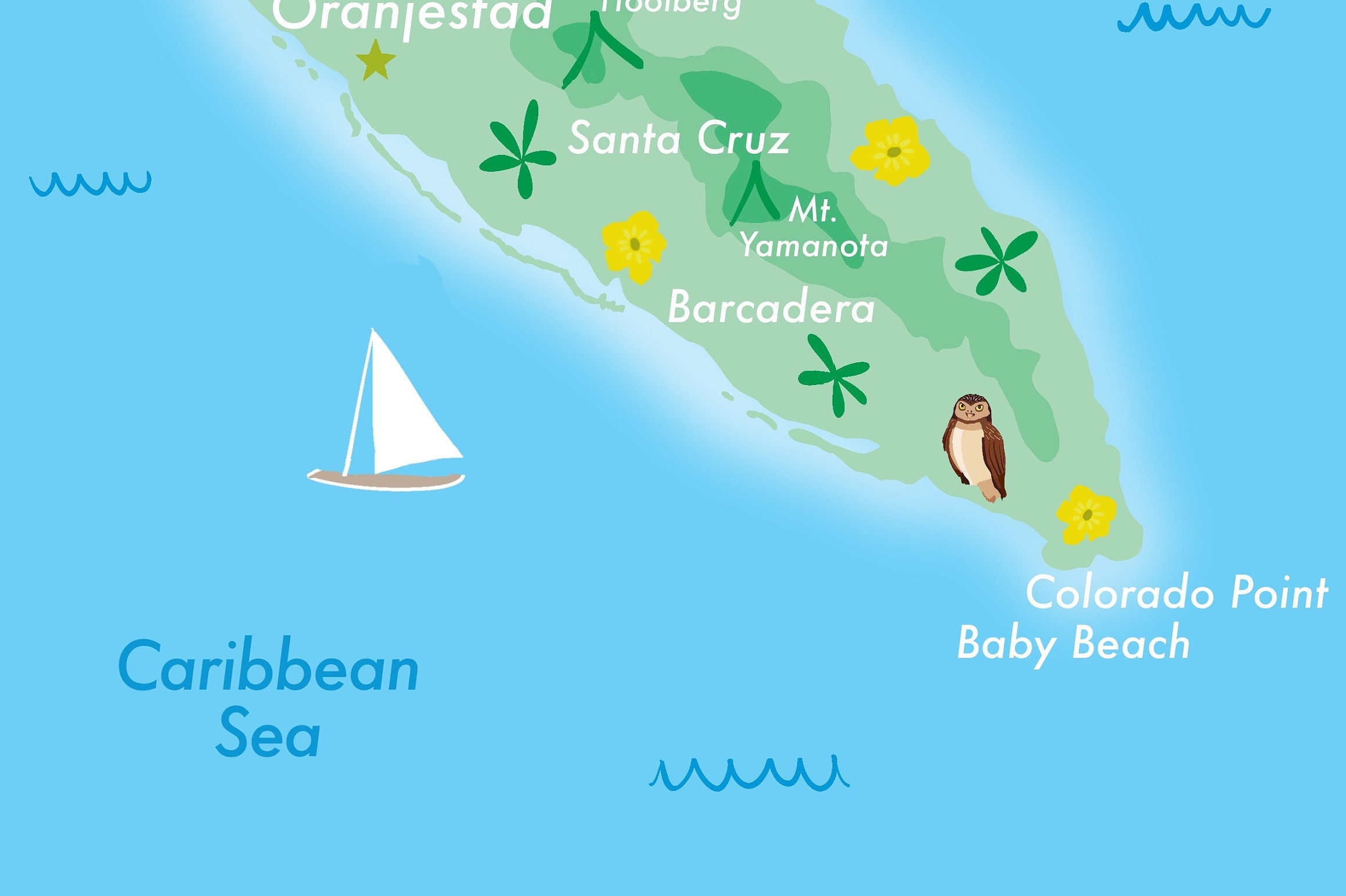 Aruba Illustrated Map/print Caribbean Island Collection - Etsy