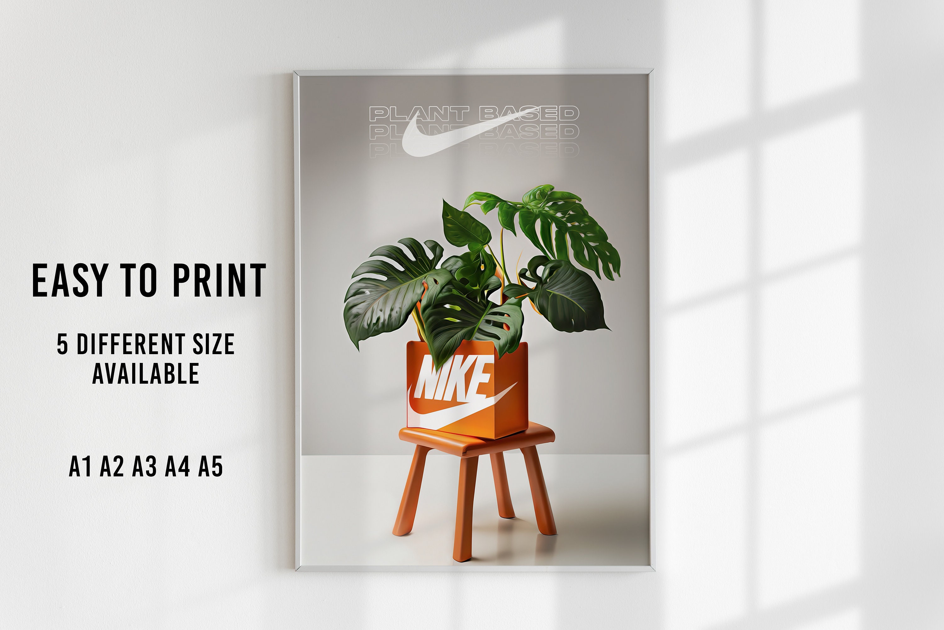 Monstera Nike Plant Printable Wall Art, Sneaker Box Poster, Minimalist ...