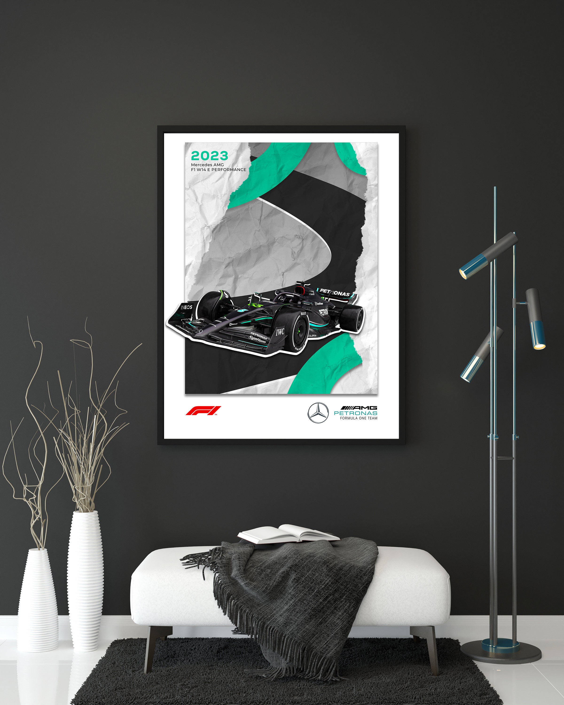 Custom Mercedes AMG Petronas F1 Car Printable Wall Art, Formula 1 ...