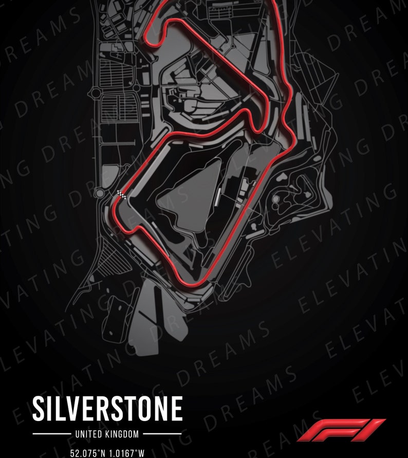 Silverstone F1 Circuit 3D DIGITAL POSTER | Formula 1 Posters for Wall ...
