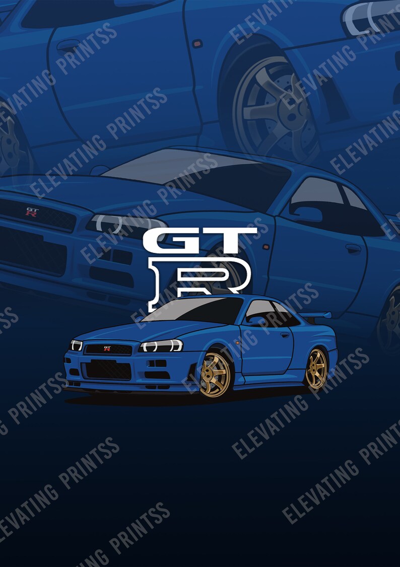 GTR Skyline R34 Poster | Gtr Poster | Digital Download | Super Car ...