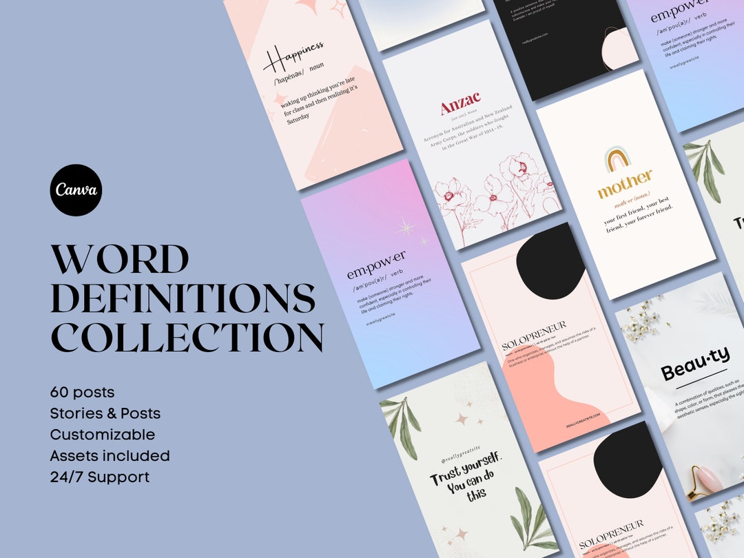 Word Definitions Instagram Post & Stories Templates | Social Media Post ...