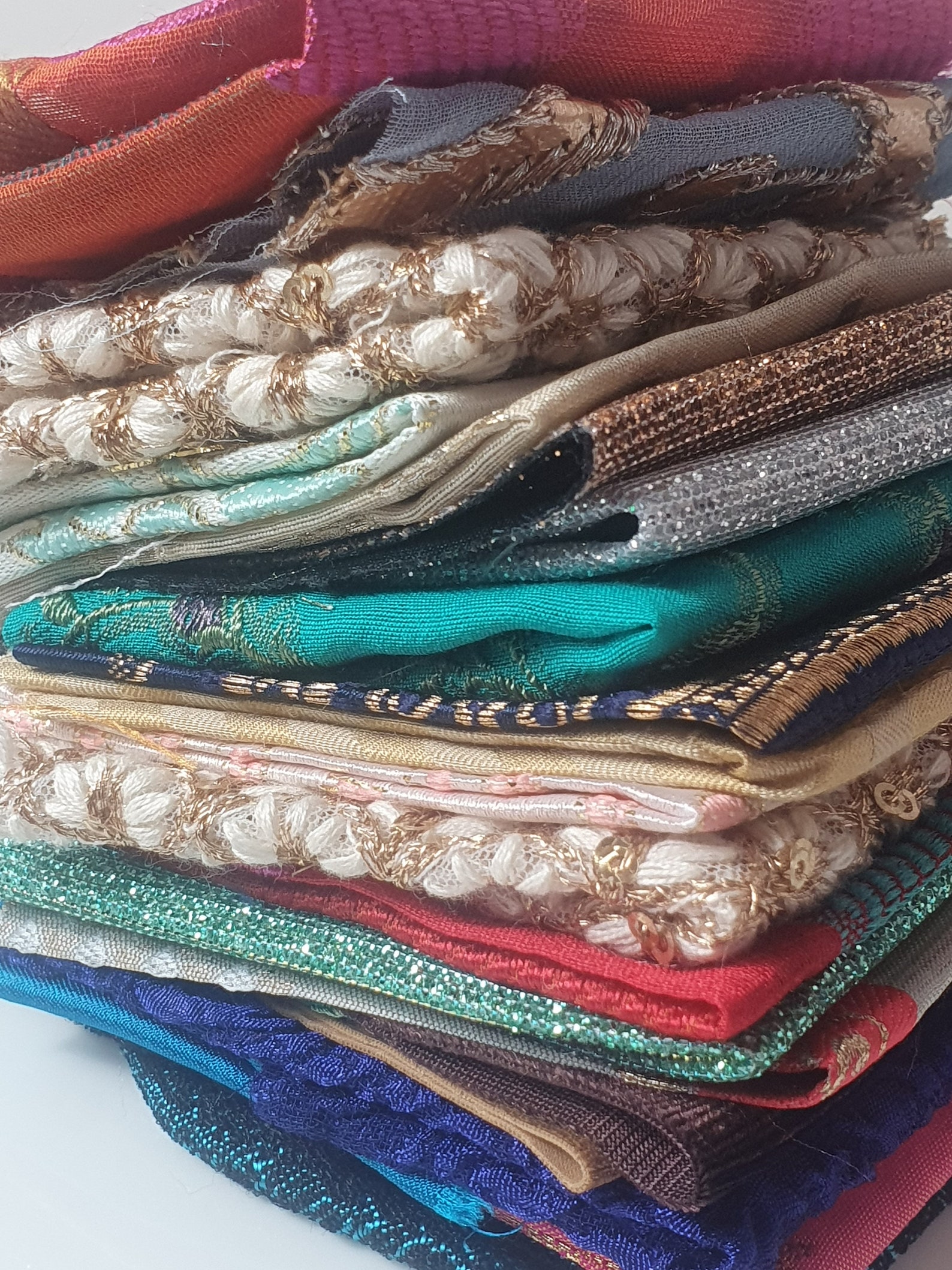 10 Recycled Vintage Indian Saree Sari Silk Decorative Fabric Square ...