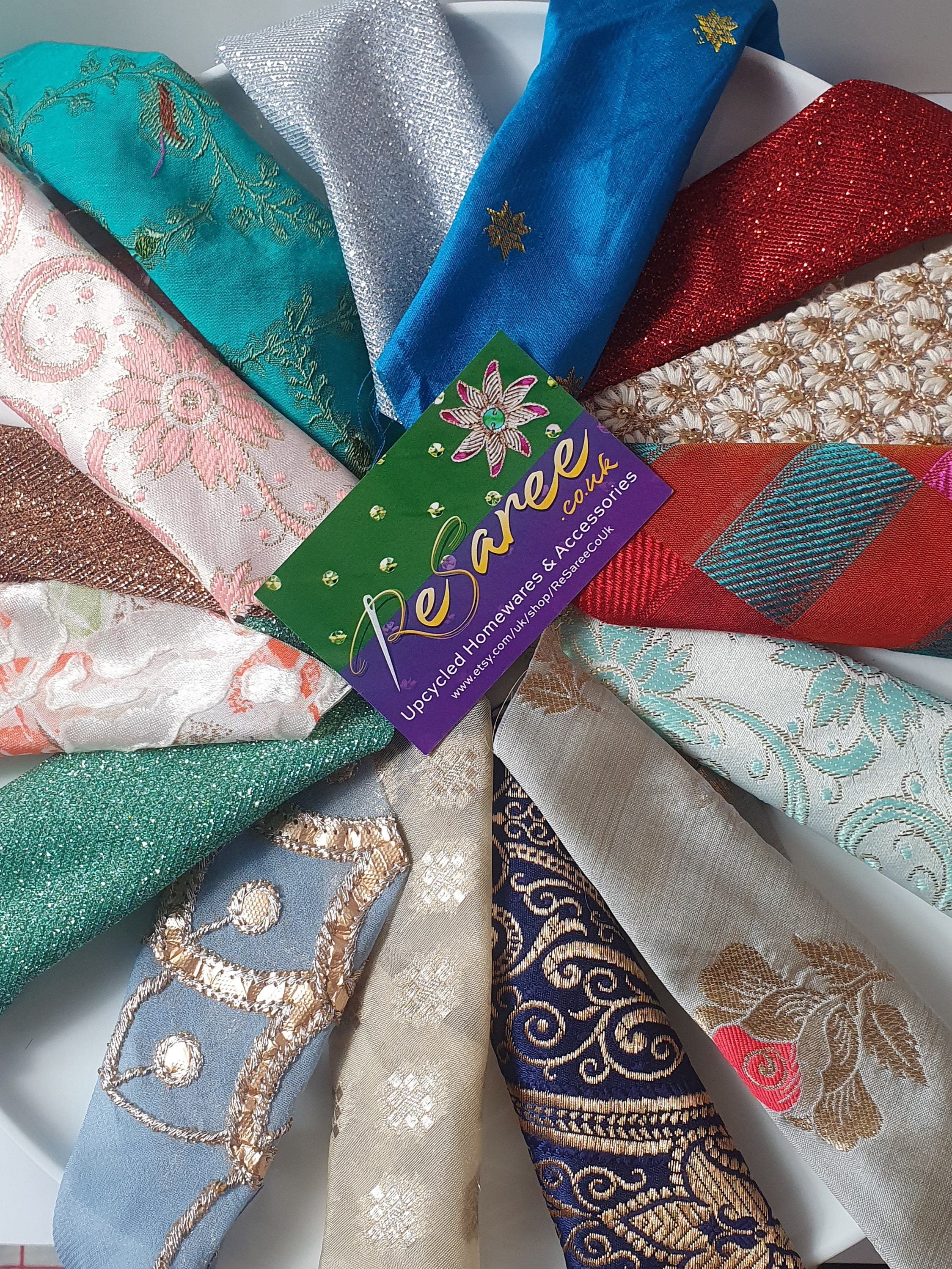 10 Recycled Vintage Indian Saree Sari Silk Decorative Fabric Square ...
