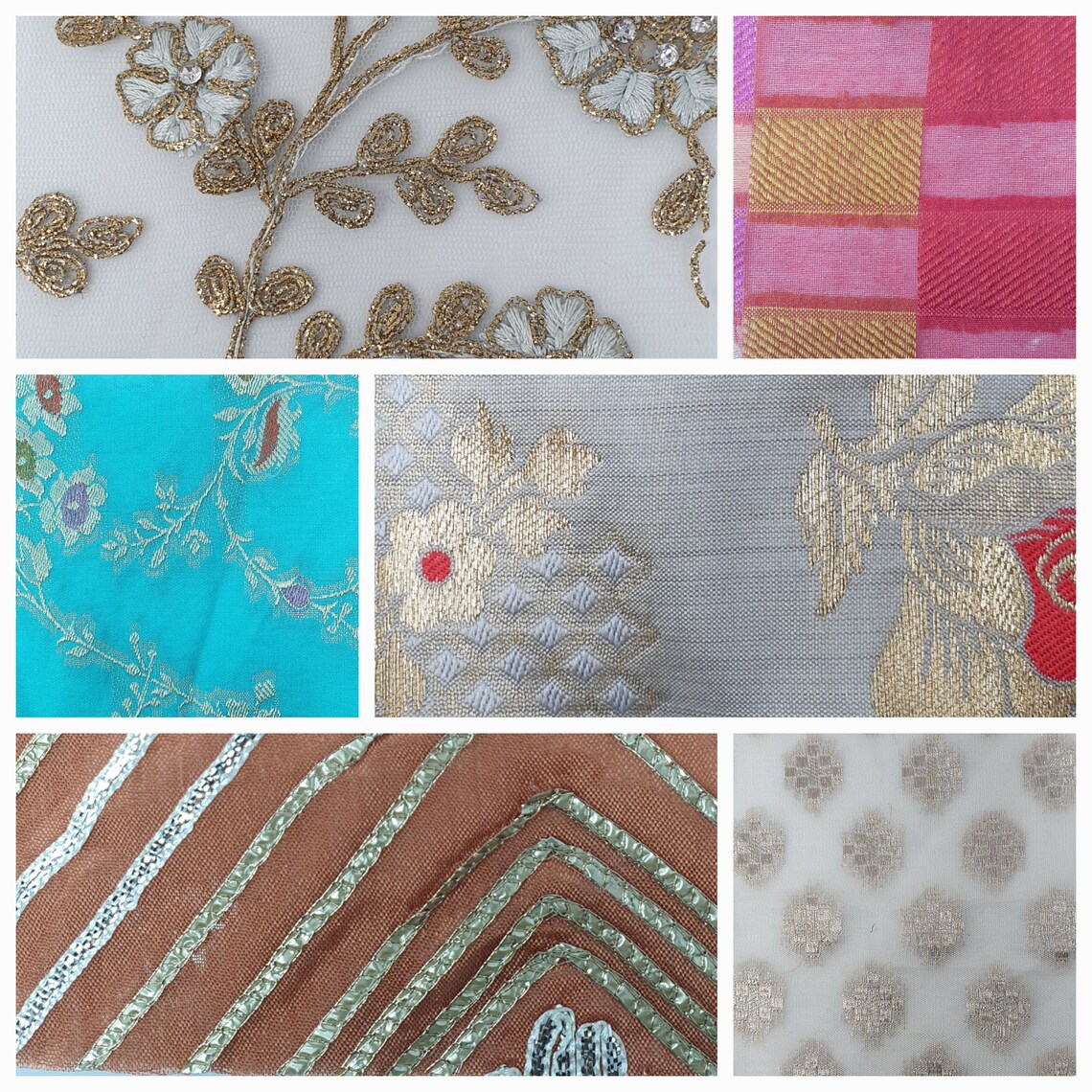 10 Recycled Vintage Indian Saree Sari Silk Decorative Fabric Square ...