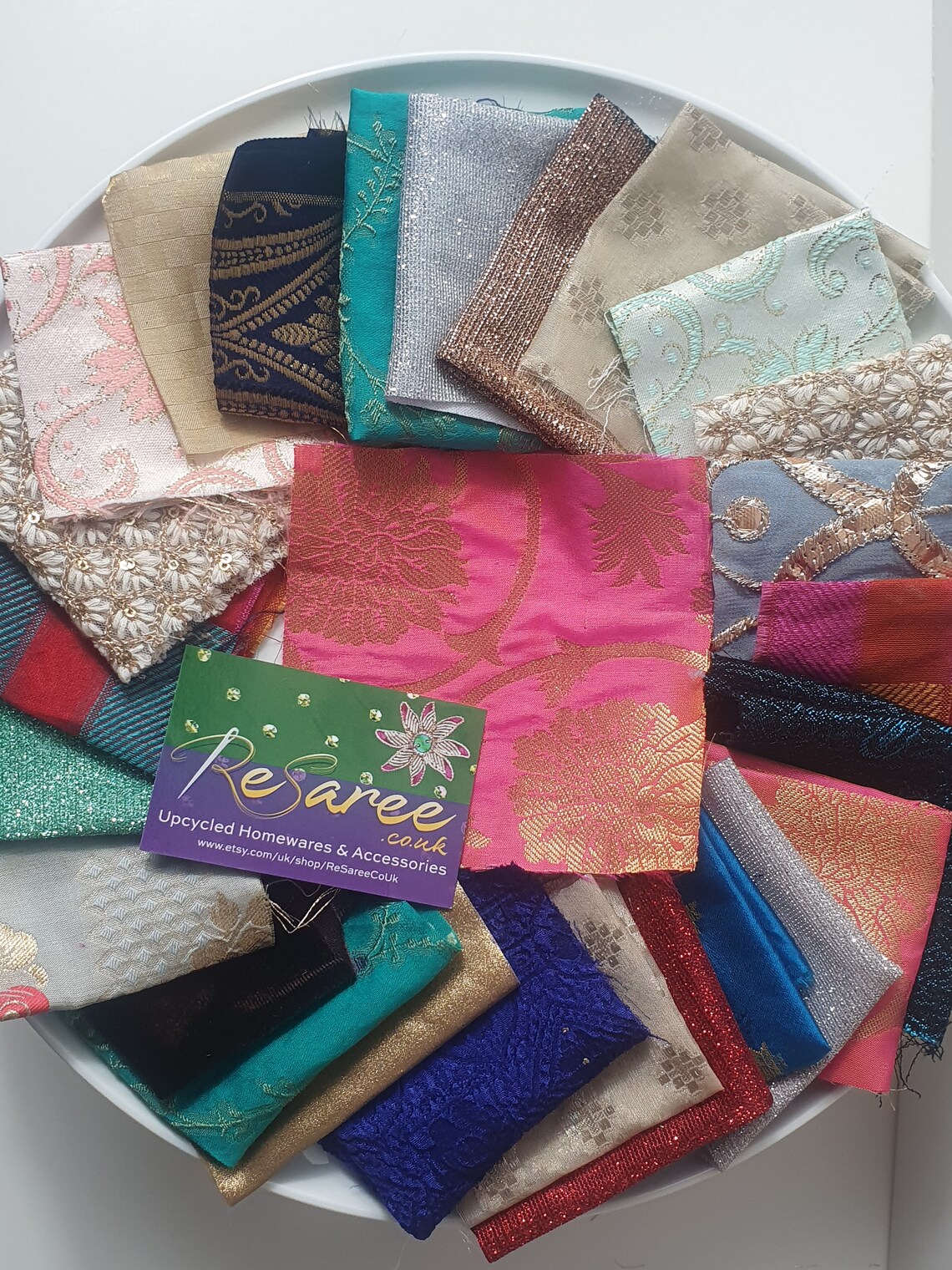 10 Recycled Vintage Indian Saree Sari Silk Decorative Fabric Square ...