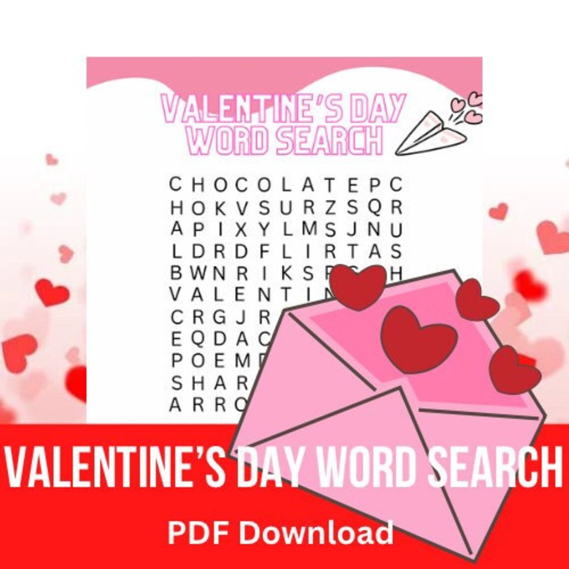 Large Print Valentine’s Day Word Search - Holiday Word Puzzle - Etsy