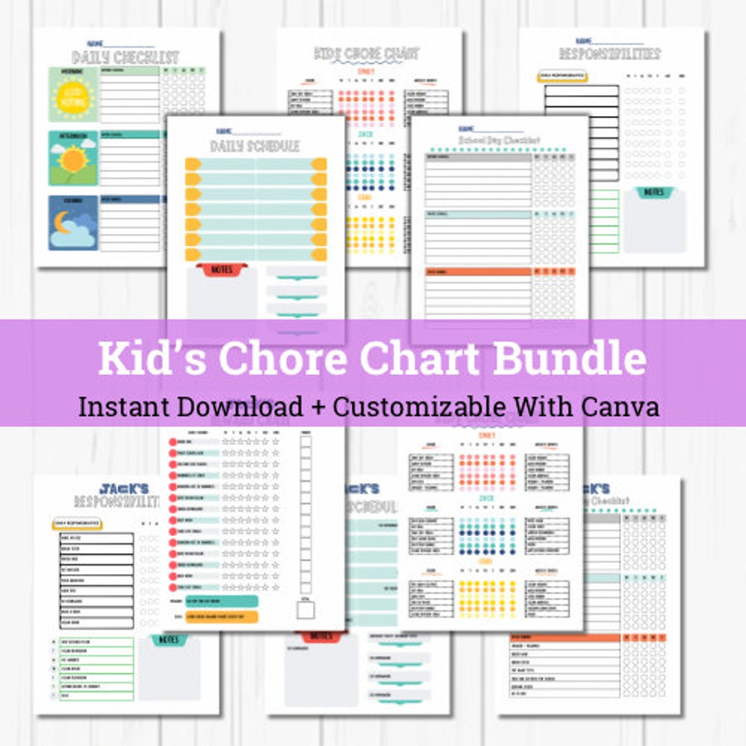 Editable Kids Chore Chart Printable - Customizable Daily Routine for ...