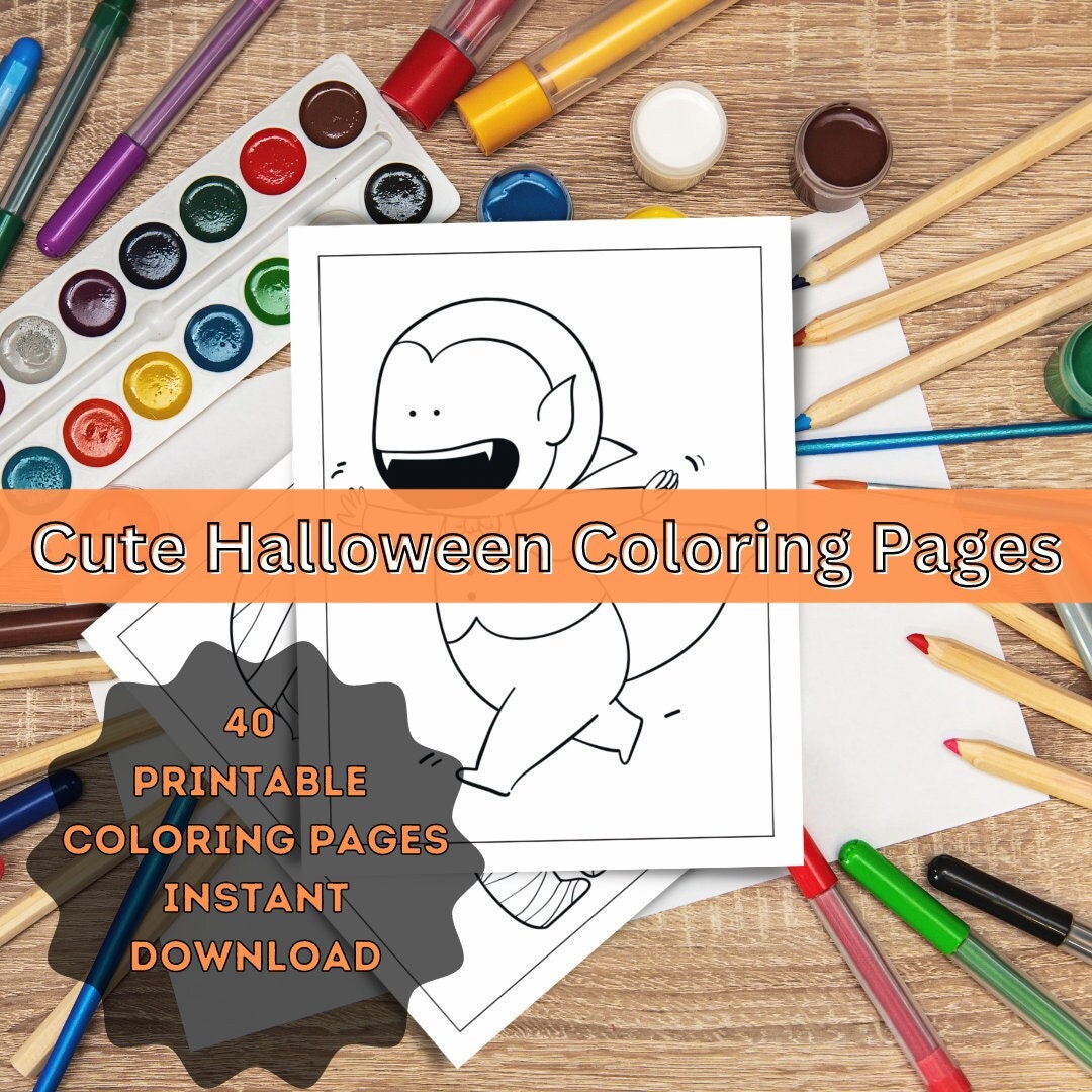 Cute Halloween Coloring Pages Printable Coloring Pages - Etsy