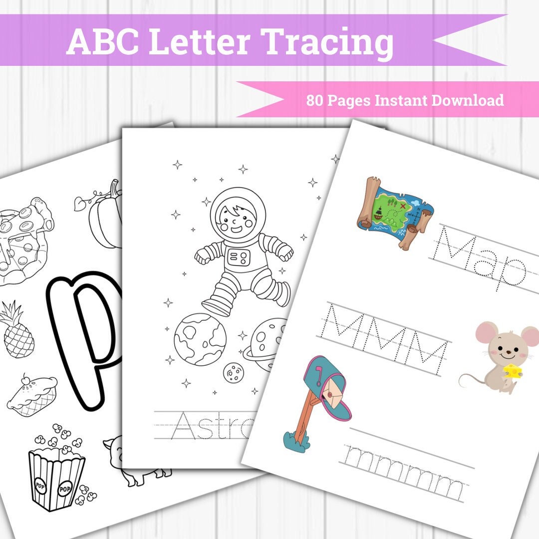 ABC - Alphabet Letter Tracing and Coloring Pages - Digital Download - Etsy