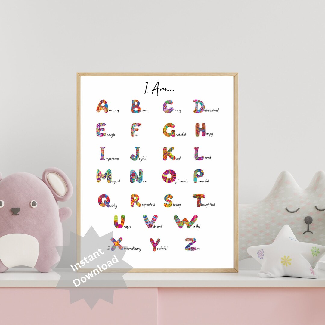 Children’s Affirmation Alphabet - Nursery & Playroom Wall Art - Etsy