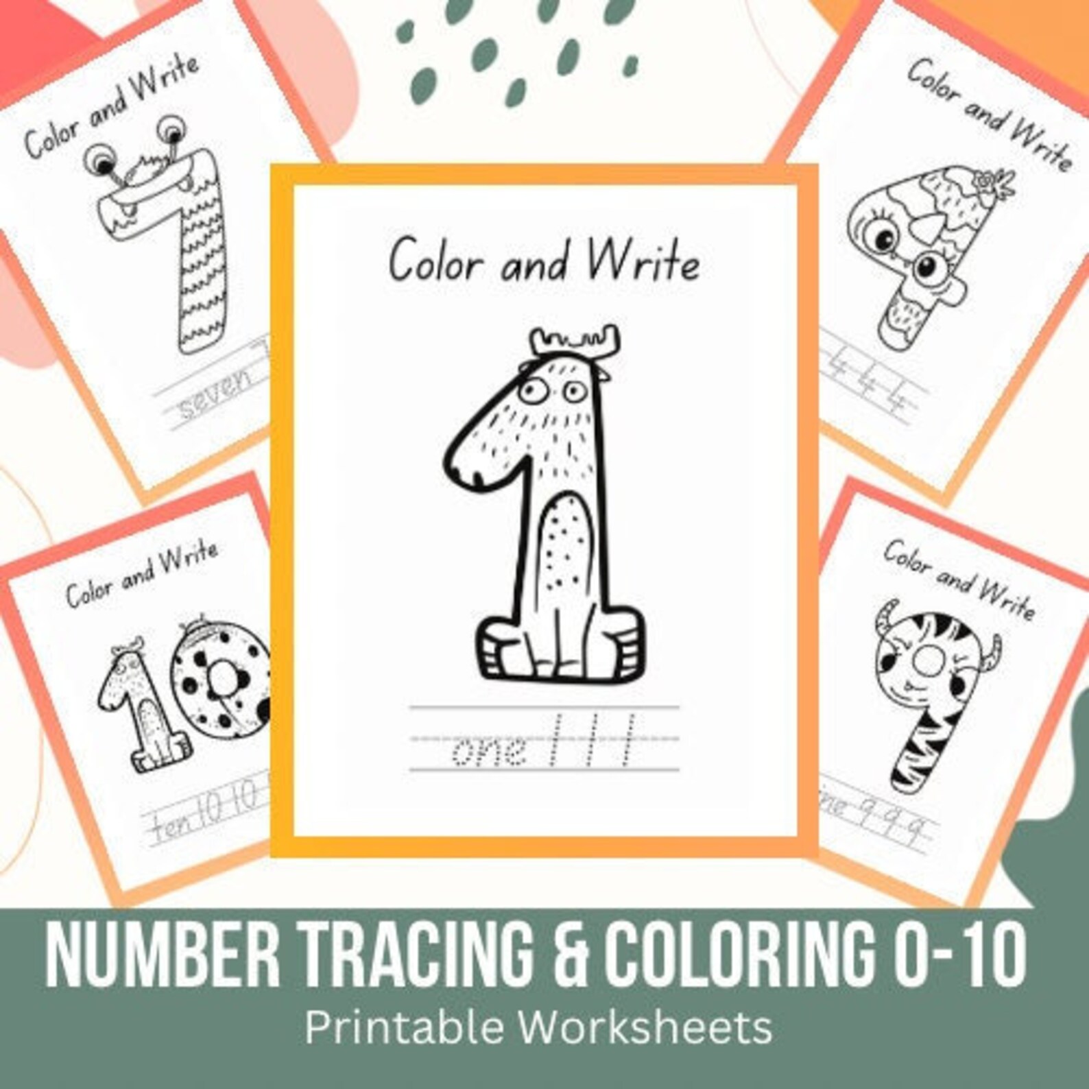 Number Tracing 0-10 Coloring Kids Activity Pages Printable Kids ...
