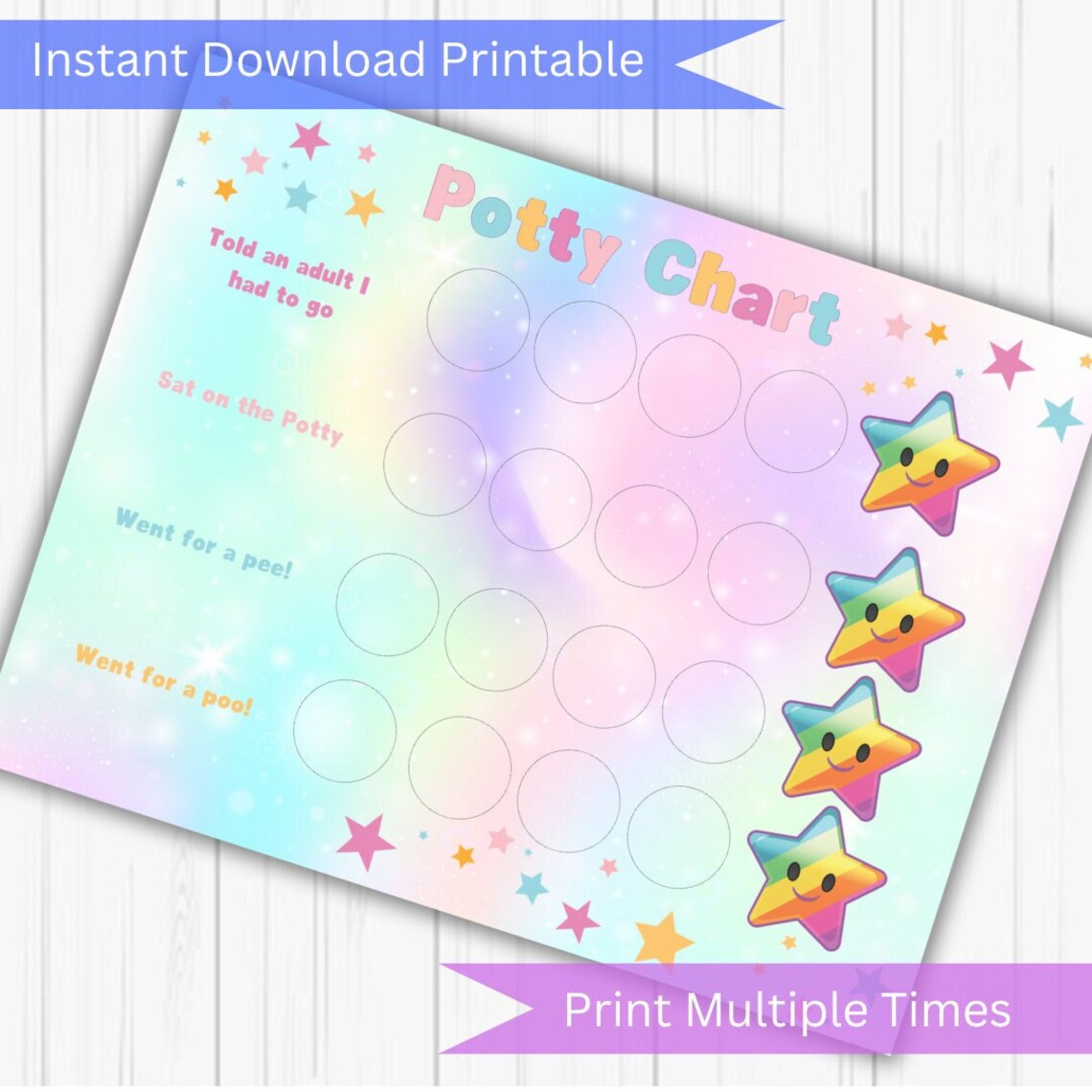 Printable Potty Training Reward Chart - Rainbows + Stars - Etsy