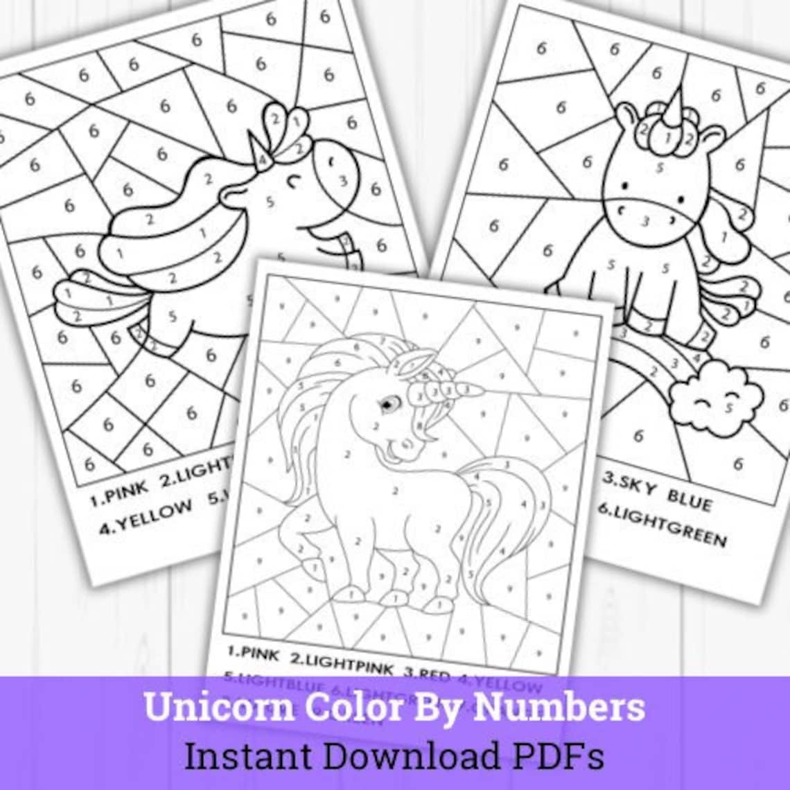 Unicorn Color by Numbers Printable Coloring Pages - Printable Kids ...
