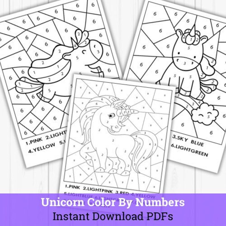 Unicorn Color by Numbers Printable Coloring Pages - Printable Kids ...