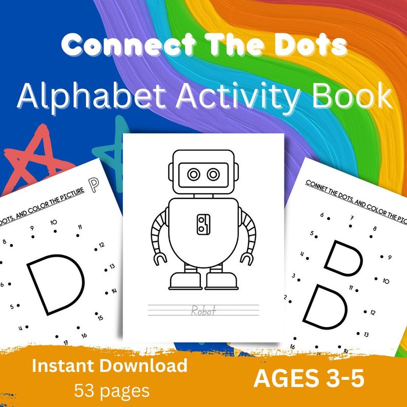 Connect the Dots Alphabet Activity Book Dot to Dot Abcs - Etsy