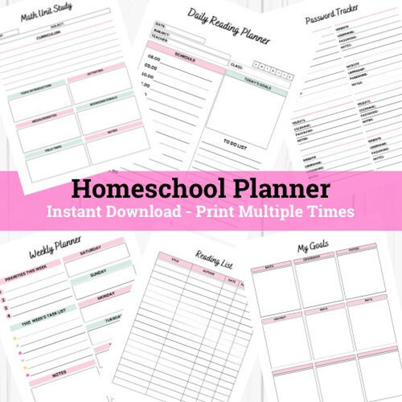 Homeschool Daily and Yearly Planner - Printable Homeschooling Planner ...
