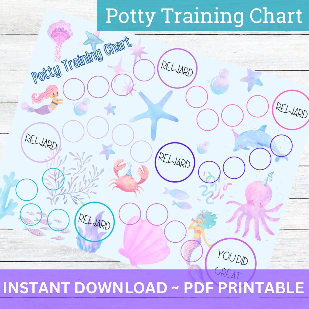 Mermaid Potty Training Chart | Printable Reward Tracker for Toddlers ...