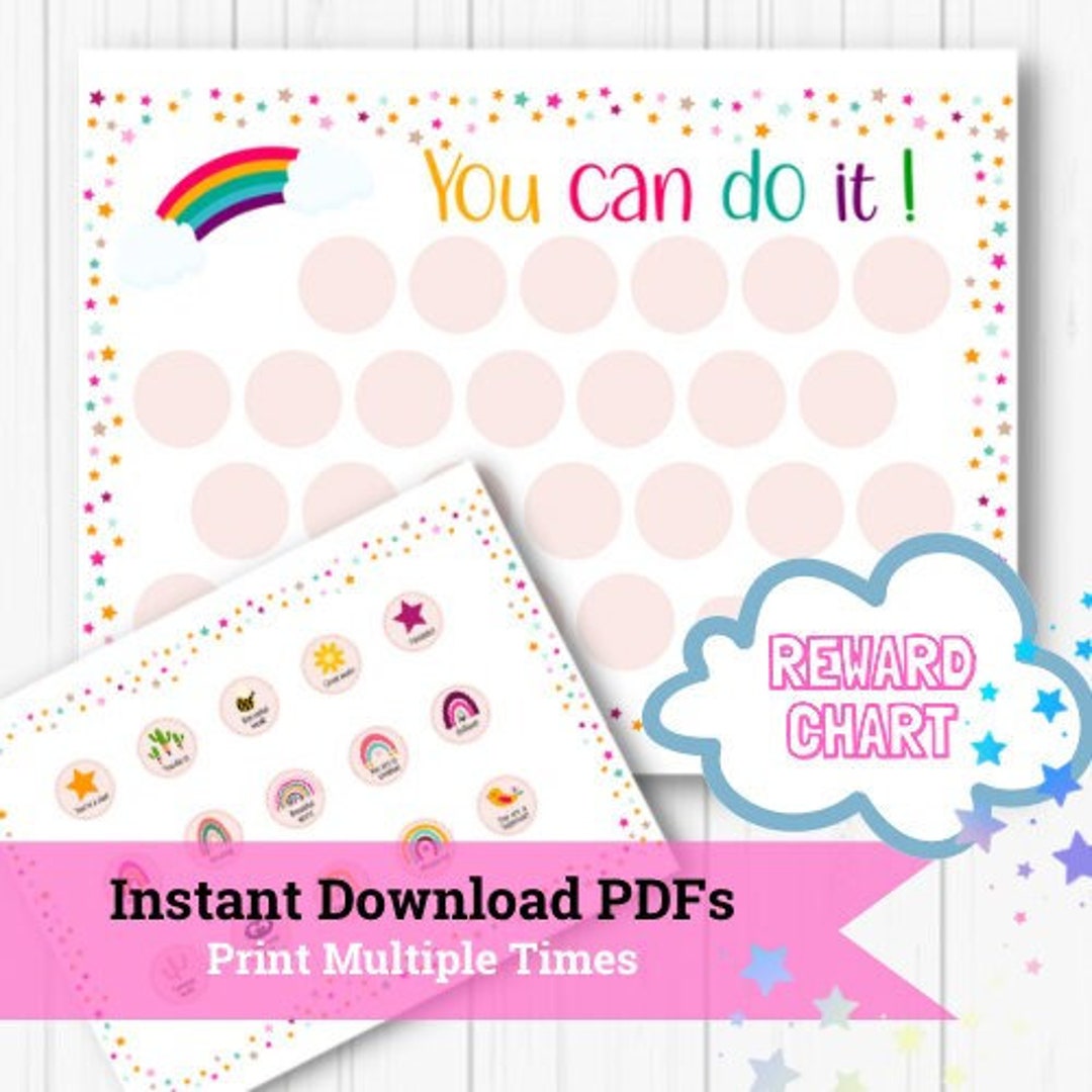 Kid’s Reward Chart - Chore Chart - Potty Training Chart - With ...
