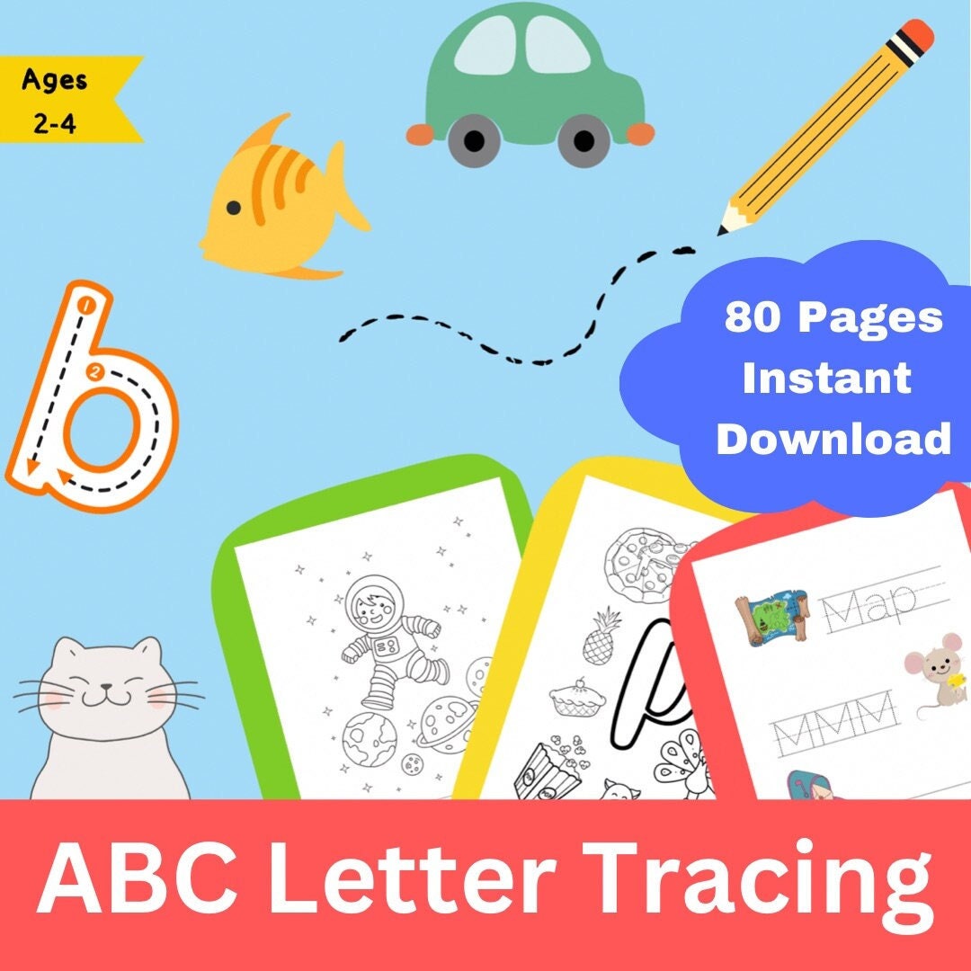 ABC Alphabet Letter Tracing and Coloring Pages Digital - Etsy