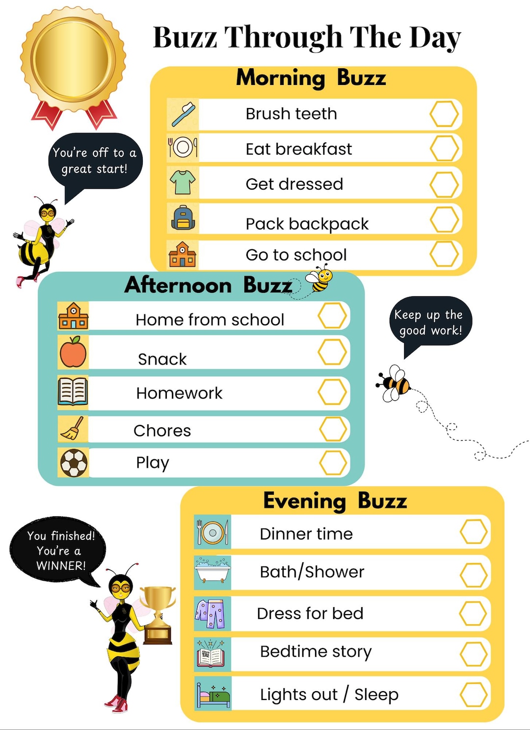 Visual Schedule ("buzz Through the Day") - Etsy
