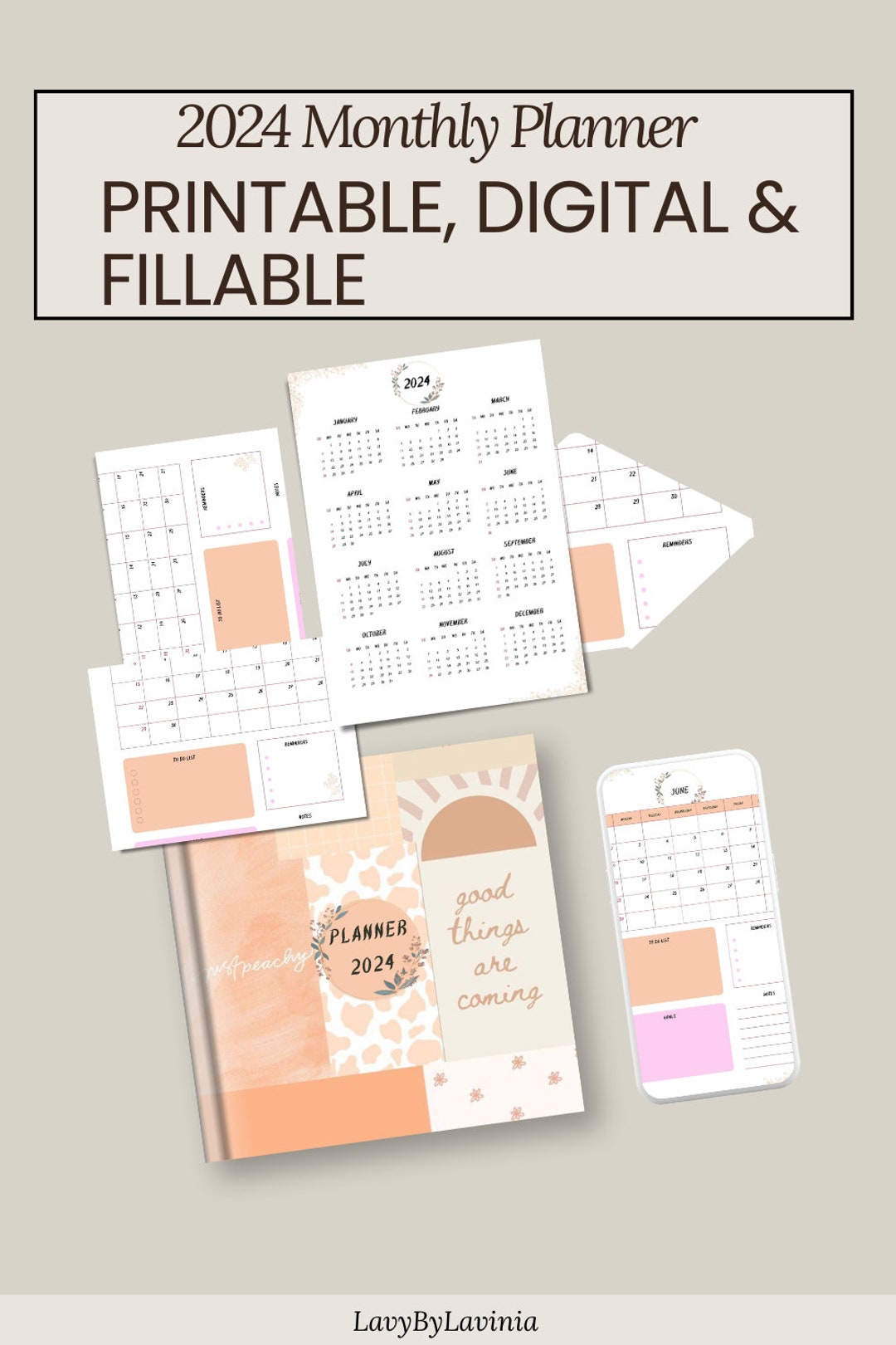 Monthly Planner Printable Digital Monthly Agenda and Organizer PDF ...