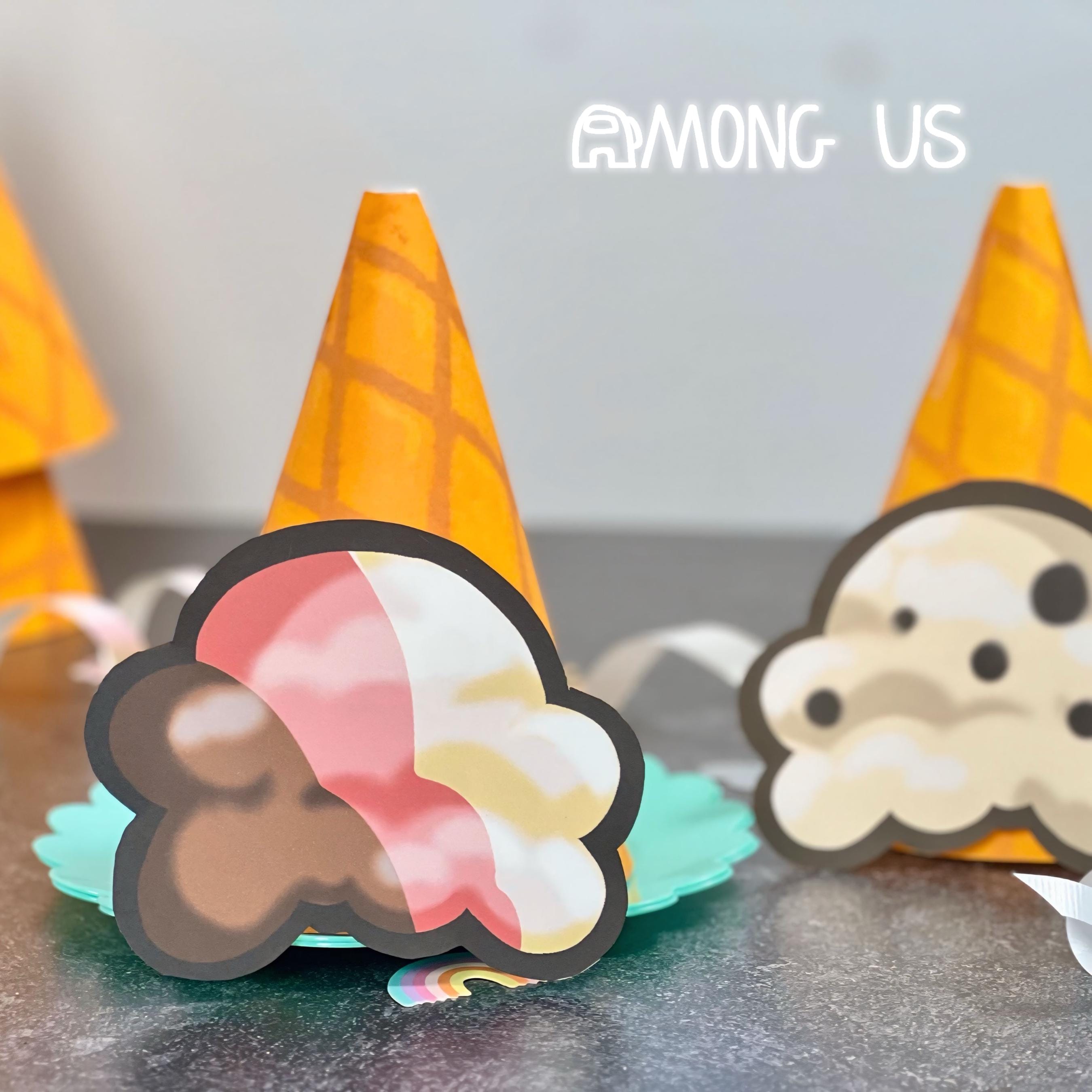 Among Us Ice Cream Hat Template – “2 Scoops Hat” Printable Party ...
