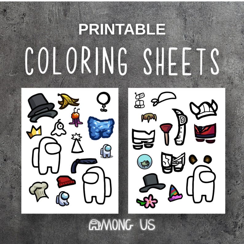 Among Us Coloring Pages Bundle – 14 Printable PDF Sheets With Skins ...