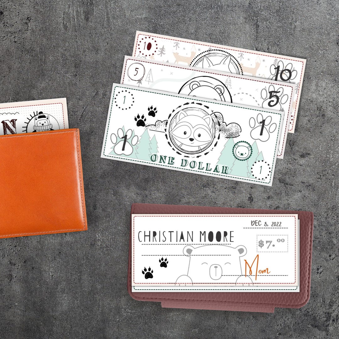 Printable Play Money & Checks: Kids Pretend Cash, Classroom Learning ...