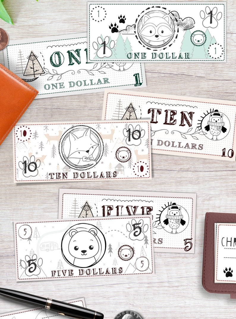Animal Play Money Instant Download Digital Customizable Play Money ...