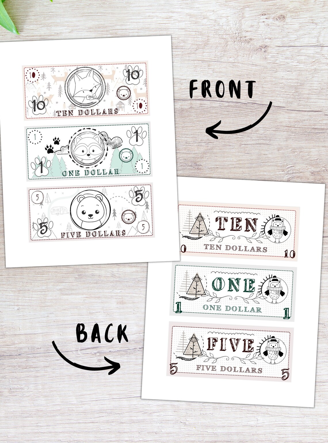 Animal Play Money Instant Download Digital Customizable Play Money ...