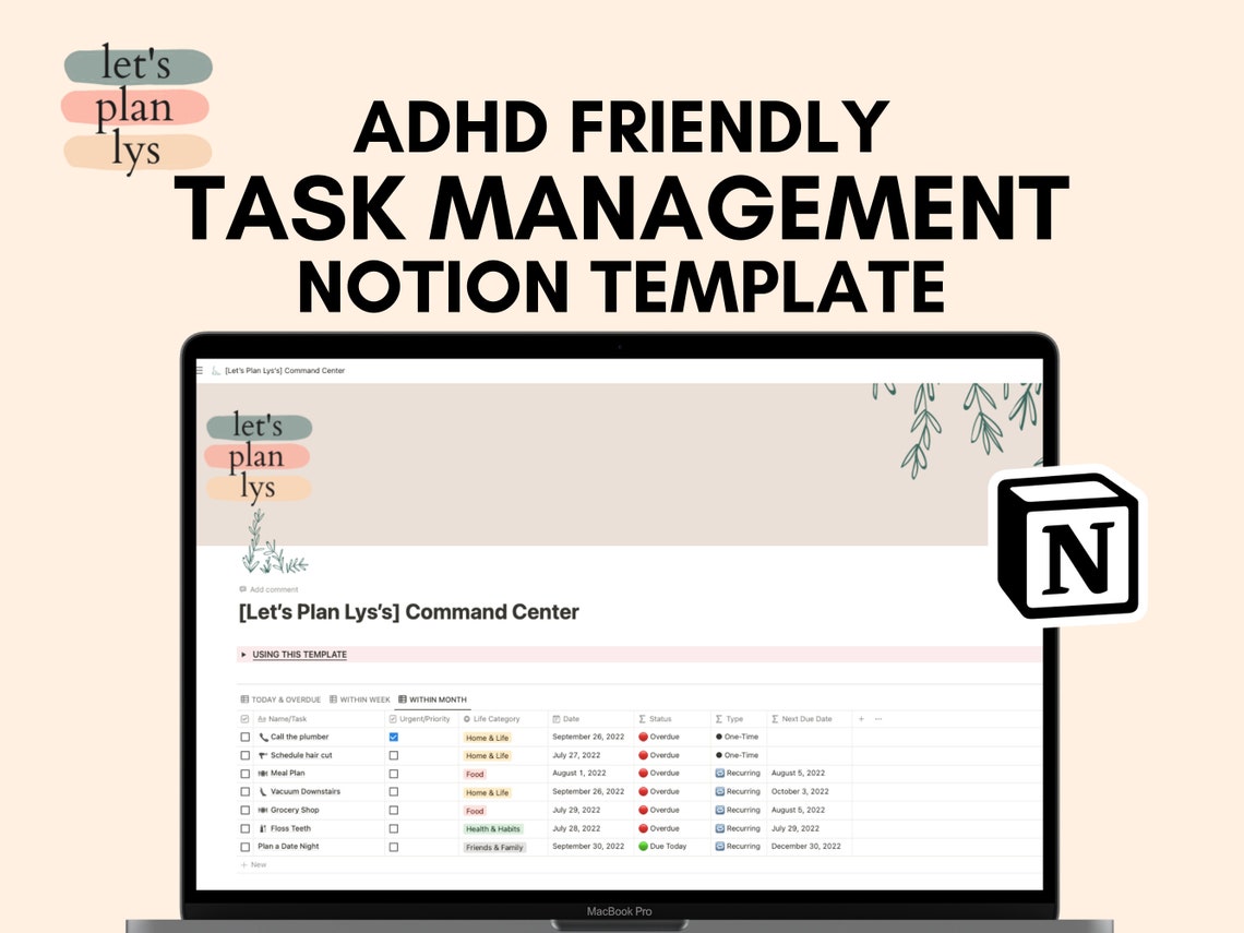 ADHD Digital Planner Notion Template 2023 Life Planning - Etsy