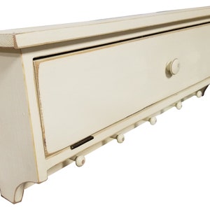 32" Mitten Box Shelf, Wood Wall Shelf With Pegs and Storage, Farmhouse ...