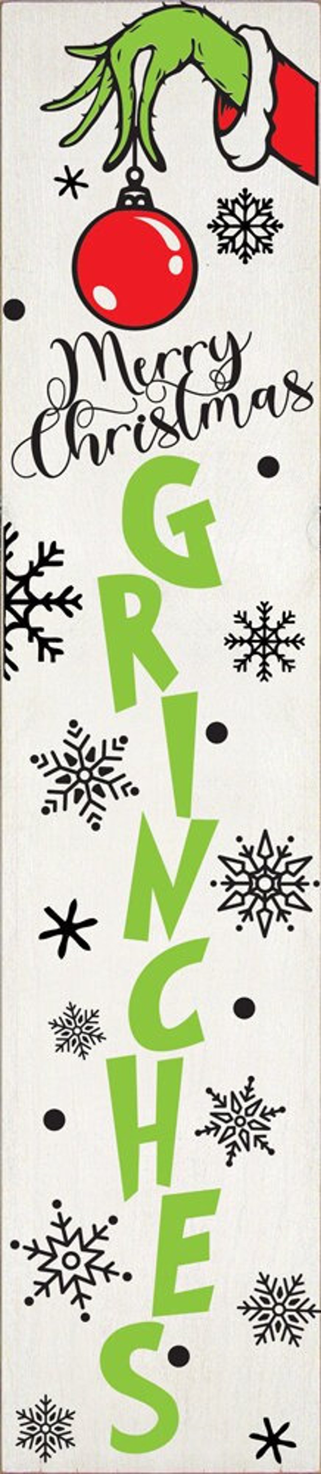 10 X 46" Merry Christmas Grinches Solid Wood Porch or Wall Sign Decor ...