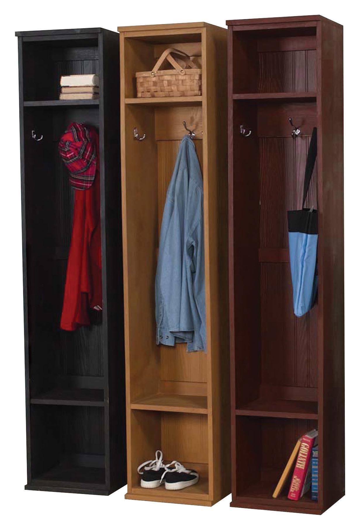 Wood Entryway Locker With Hooks, Hall Tree, Modular Mudroom Storage ...